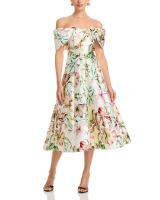 Click here for Eliza J Off The Shoulder Midi Flare Dress prices