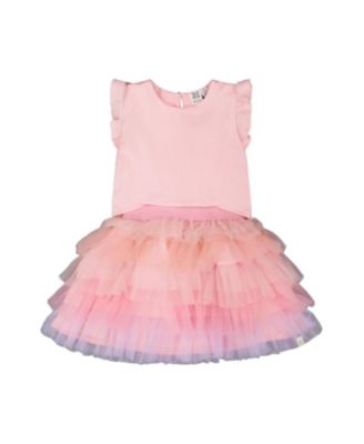 Click here for Deux par Deux Girls Bi-Material Short Flutter Slee... prices