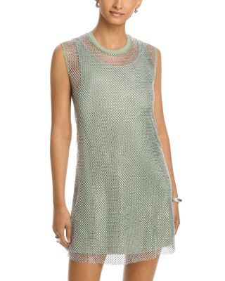 Click here for Aqua Crystal Mesh Mini Dress - Exclusive prices
