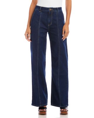 Click here for Karen Kane Seam Detail Wide Leg Jeans in Indigo prices