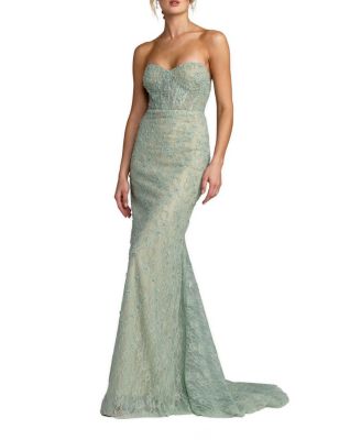 Click here for Mac Duggal Beaded Satin Rose Cape Strapless Bustie... prices
