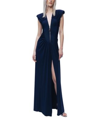 Click here for Nocturne Zip-Front Draped Maxi Dress prices