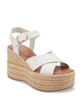 Marc Fisher Ltd Womens Pasion Platform Wedge Sandals - Cream Leather