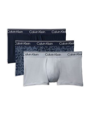 Calvin Klein Mens 3-Pack Low Rise Trunk - Shortlines/Cut Circle Shortline/Misty Gr