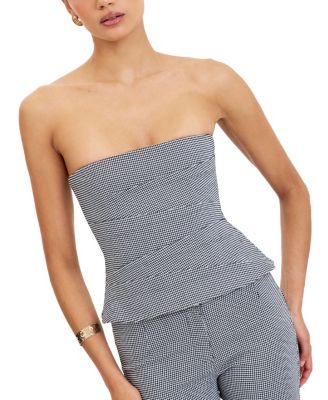 Click here for Miss Circle Ulla Micro-Houndstooth Strapless Peplu... prices