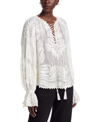 Click here for Kobi Halperin Florence Lace Up Blouse prices
