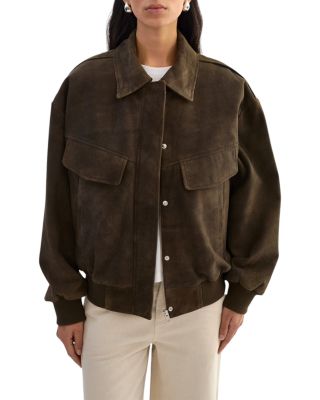 Click here for Lamarque Trevanna Suede Oversized Bomber Jacket prices