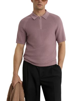 Click here for Reiss Estate Regular Fit Half Zip Textured Polo Sh... prices