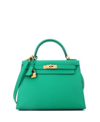 Click here for Pre-Owned HERMES Kelly 28 Handbag Green Epsom with... prices