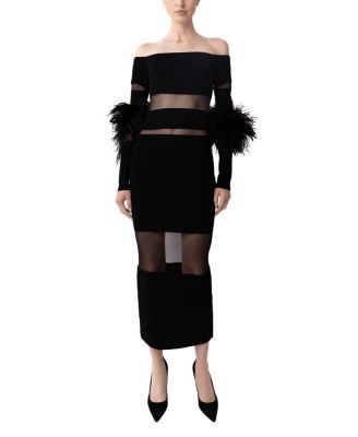 Click here for Lapointe Matte Viscose Intarsia with Feathers Dres... prices