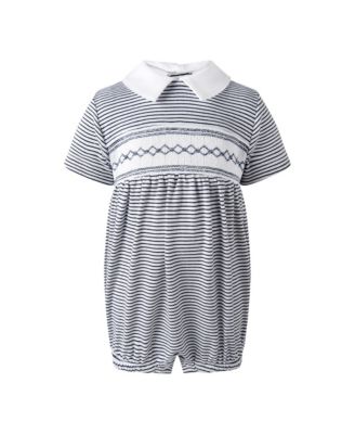 Click here for Rachel Riley Boys Pima Stripe Smocked Bubble - Bab... prices