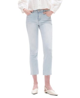 Click here for Bayeas High Rise Straight Leg Raw Edge Denim Jeans... prices