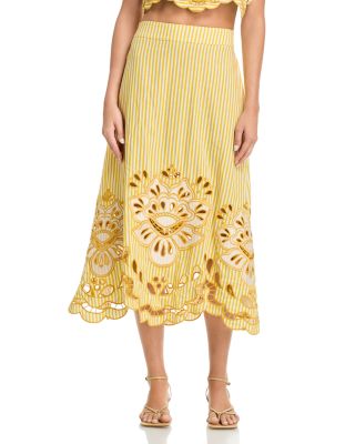 Click here for Farm Rio Striped Embroidered Skirt prices