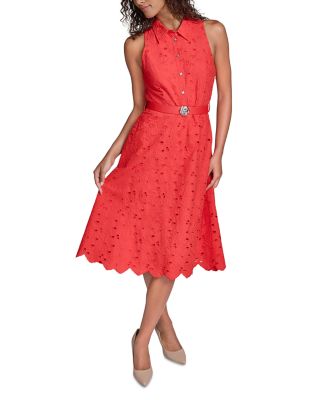 Click here for Karl Lagerfeld Paris Sleeveless Eyelet Button Down... prices