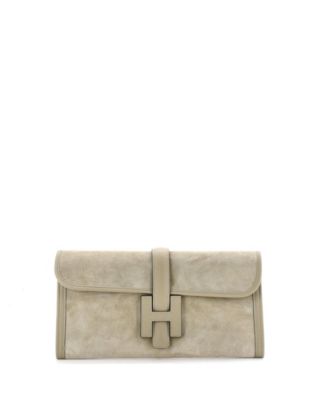 Click here for Pre-Owned HERMES 29 Jige Elan Clutch Doblis Suede prices