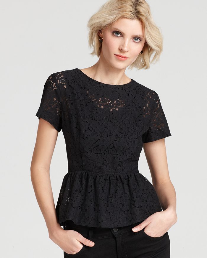 FRENCH CONNECTION Top - Mykas Lace Peplum | Bloomingdale's