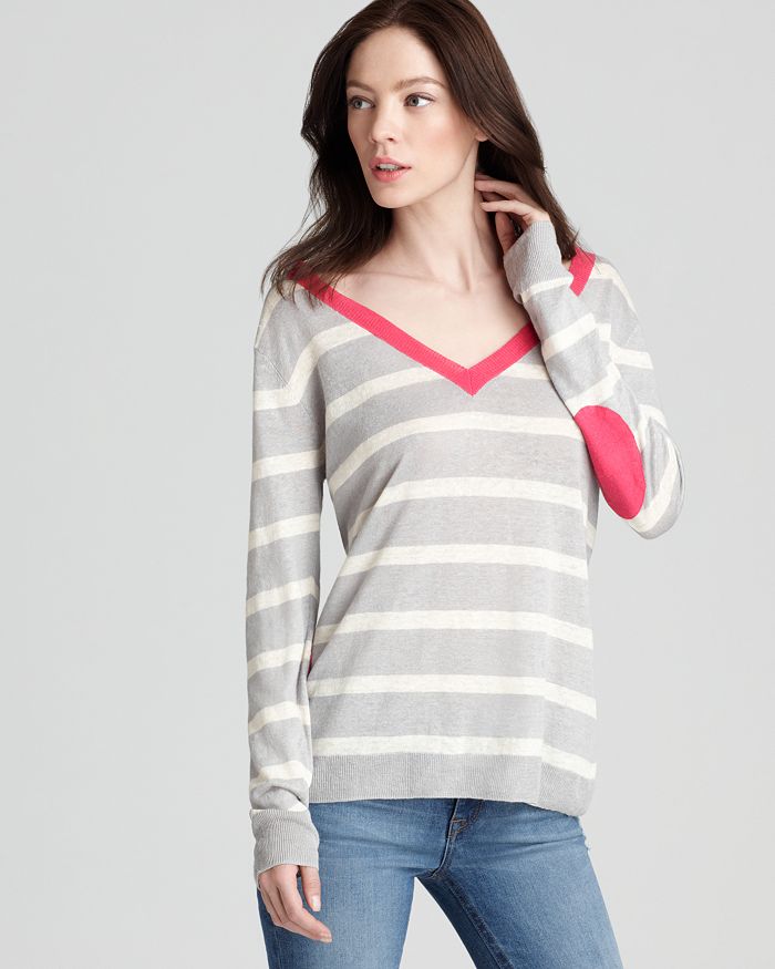 JAMISON Sweater - Rivera Striped Elbow Patch Pullover | Bloomingdale's