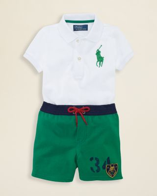 Ralph Lauren Infant Boys' Polo Shirt & Colorblock Short Set - Sizes 9 ...