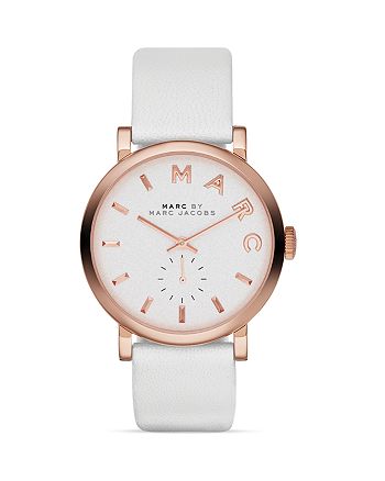 MARC JACOBS MARC BY White Baker Watch, 36mm | Bloomingdale's
