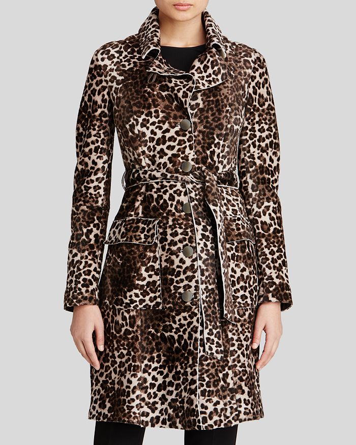 Emporio Armani Coat - Leopard Print Shearling Trench | Bloomingdale's