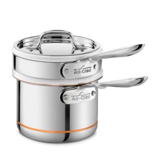 All-Clad All Clad Copper Core 2 Quart Saucepan with Double Boiler & Lid ...