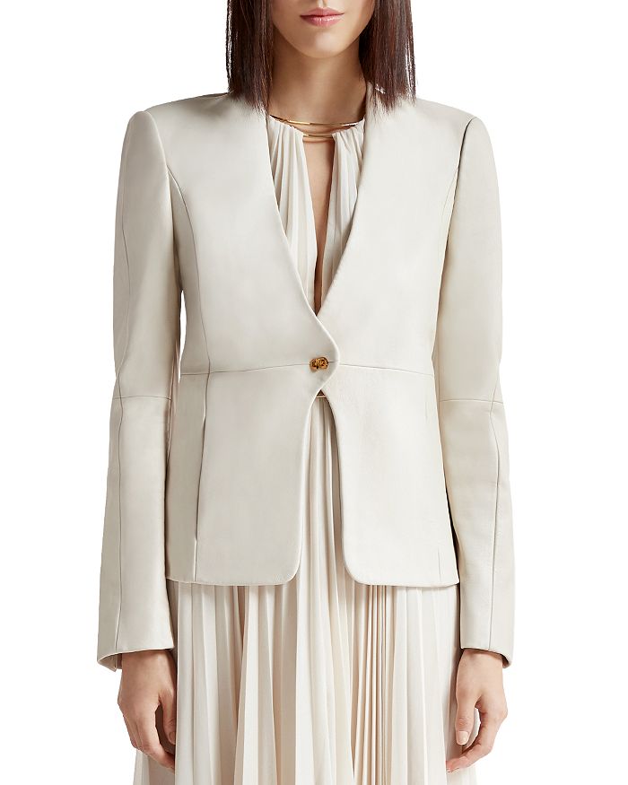 HALSTON HERITAGE HALSTON Lamb Leather Blazer | Bloomingdale's