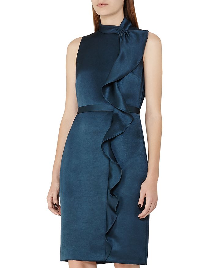 REISS Lola Ruffled Satin Dress | Bloomingdale's