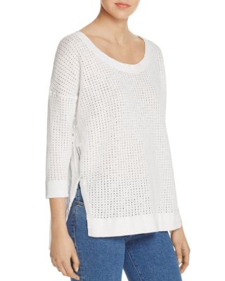 French Connection Max Mixed-media Sweater In Summer White | ModeSens