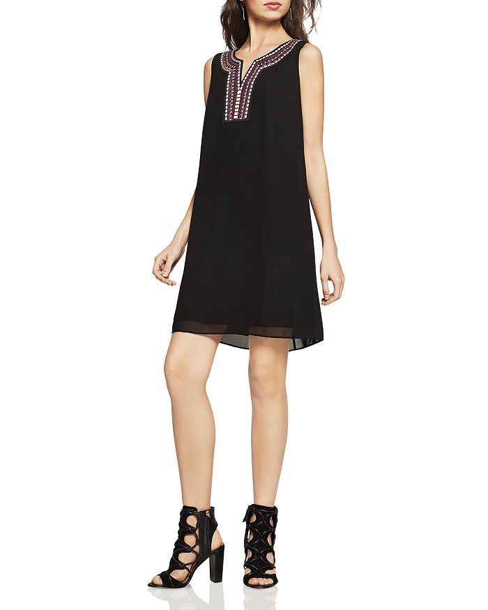 BCBGeneration Embroidered Chiffon A-Line Dress | Bloomingdale's
