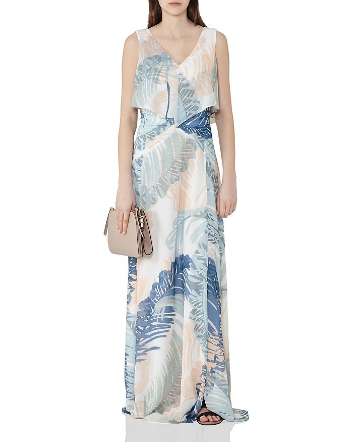 REISS Filo Leaf Print Maxi Dress | Bloomingdale's
