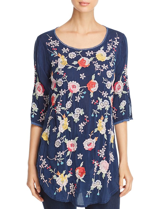Johnny Was Collection Playa Embroidered Tunic Top | Bloomingdale's