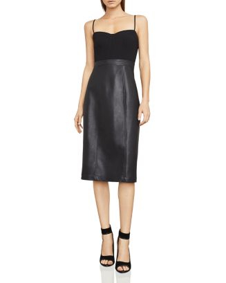 BCBGMAXAZRIA Nalia Faux-Leather Detail Bustier Dress | Bloomingdale's