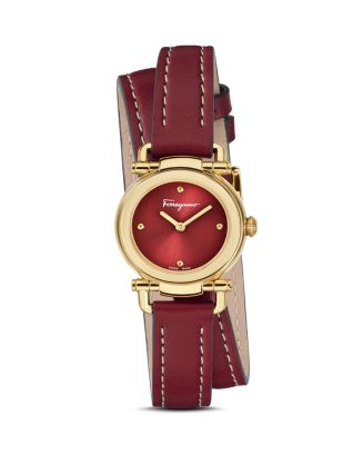 Ferragamo Salvatore Gancino Casual Red Leather Watch, 26mm | Bloomingdale's