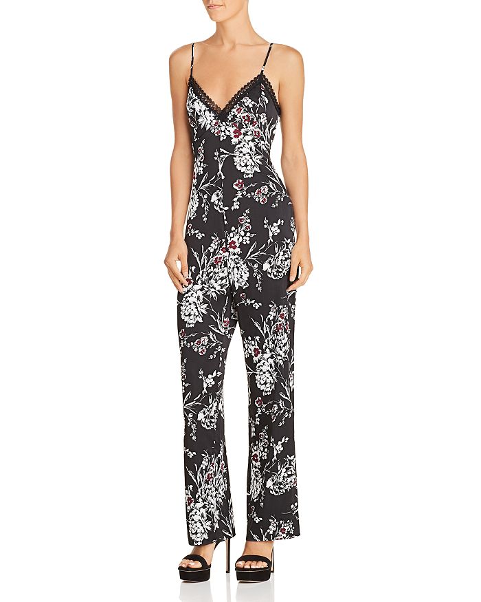 GUESS Sleeveless Floral-Print Jumpsuit | Bloomingdale's