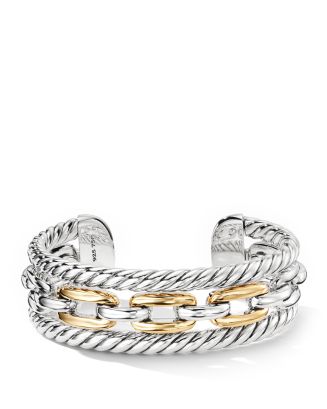 David Yurman Wellesley Link Multi Stack Bracelet in Sterling Silver with 18K Yellow Gold ...