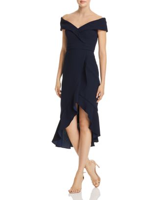 Avery G Off-the-Shoulder Ruffle Front Dress | Bloomingdale's