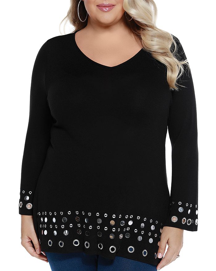 Belldini Plus Bell Sleeve Embellished Tunic | Bloomingdale's