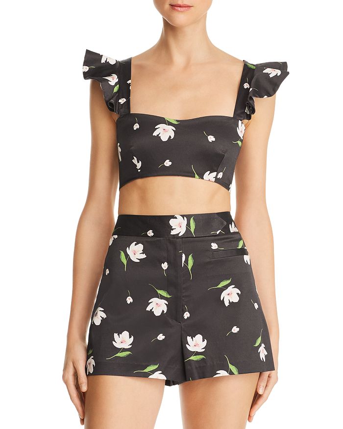 MILLY Gigi Ruffled Crop Top | Bloomingdale's
