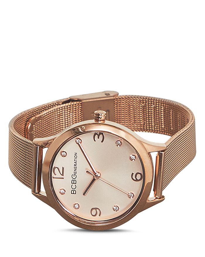 BCBGeneration Rose Gold-Tone Mesh Bracelet Watch, 32mm | Bloomingdale's