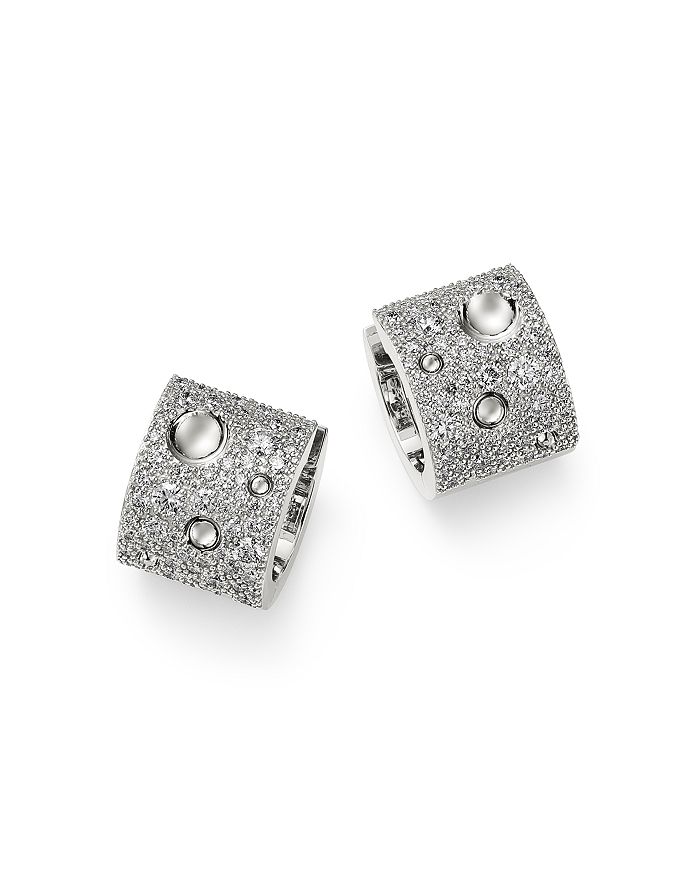 Roberto Coin 18k White Gold Pois Moi Luna Pave Diamond Hoop Earrings ...