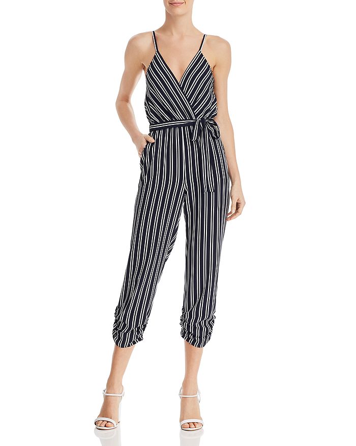 AQUA Striped Crossover Jumpsuit - 100% Exclusive | Bloomingdale's