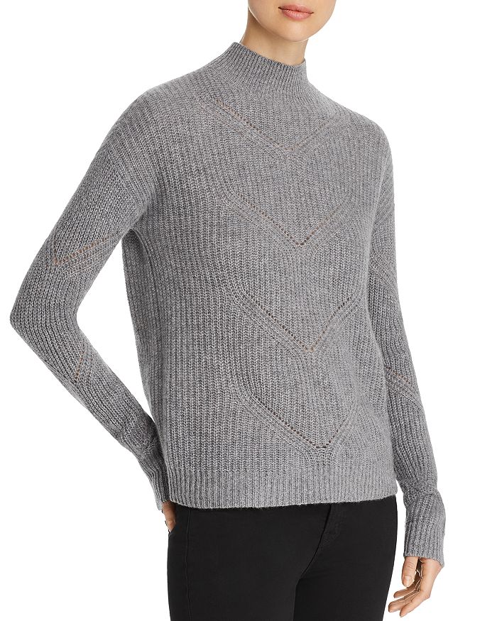 C by Bloomingdale's Pointelle Mock Neck Cashmere Sweater - 100% ...