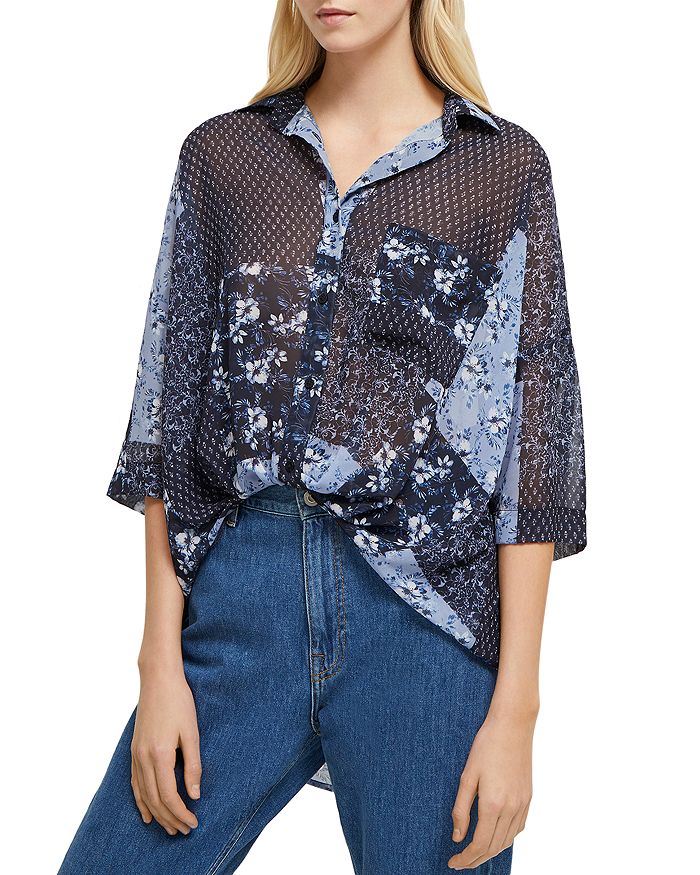 FRENCH CONNECTION Floral Patchwork Button-Down Shirt | Bloomingdale's