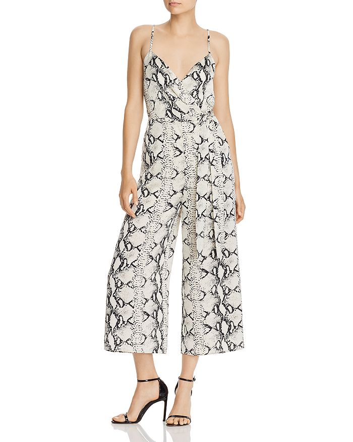 AQUA Snakeskin Print Cropped Jumpsuit - 100% Exclusive | Bloomingdale's