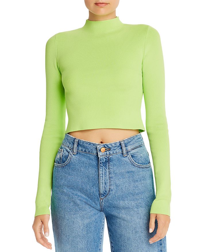 Bec & Bridge Astrid Neon Cropped Mock Neck Top | Bloomingdale's