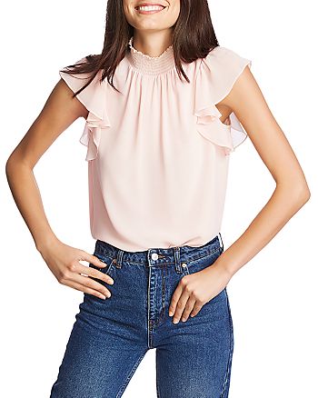 1.STATE Smocked Flutter-Sleeve Top | Bloomingdale's