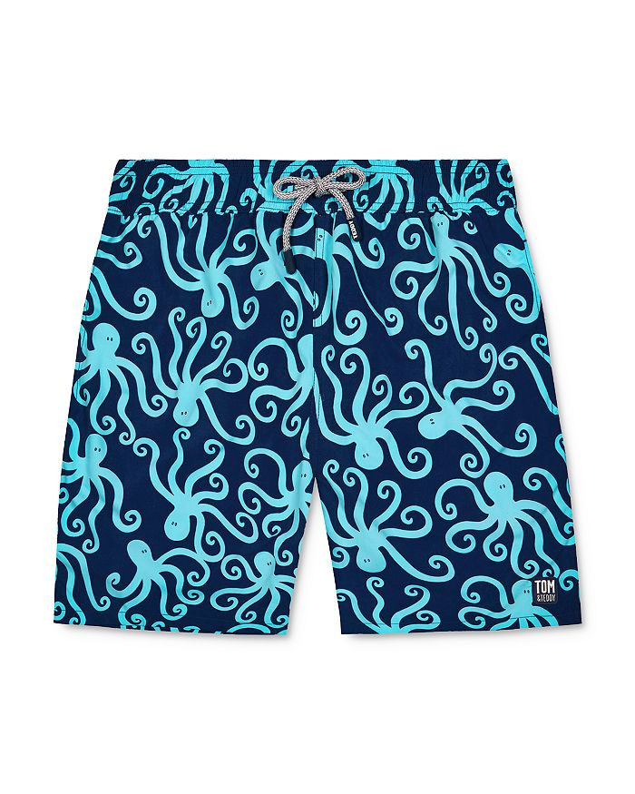 TOM & TEDDY Boys' Octopus Print Swim Trunks - Big Kid | Bloomingdale's