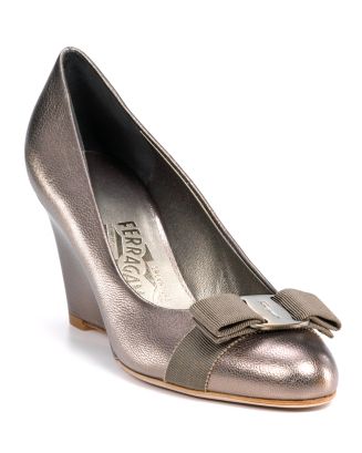Salvatore Ferragamo Wedges - Flo Vara Metallic | Bloomingdale's