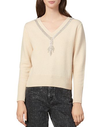 Sandro Venice Embellished Wool Sweater | Bloomingdale's
