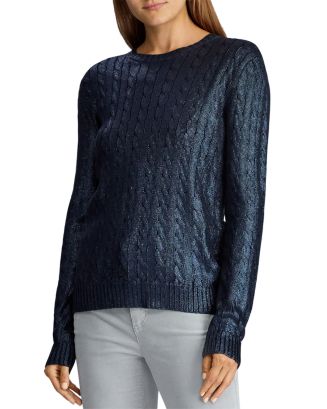 Ralph Lauren Metallic Cable-Knit Sweater | Bloomingdale's